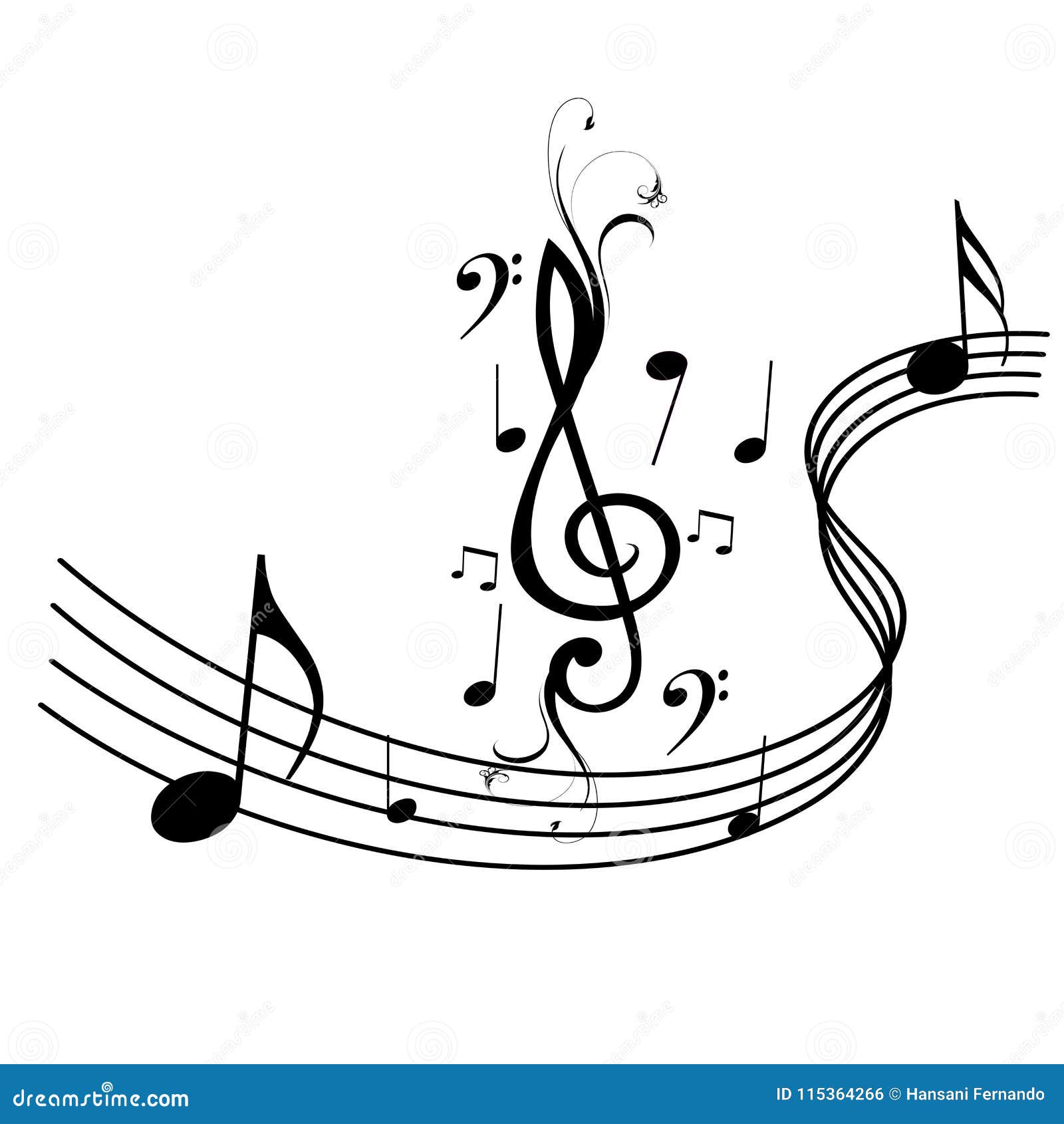 Music waves and notes stock illustration. Illustration of waves - 115364266