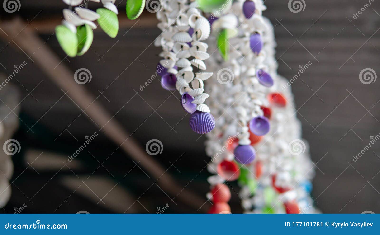 .music of the Wind from Seashells. Handmade Seashell Garland Stock ...