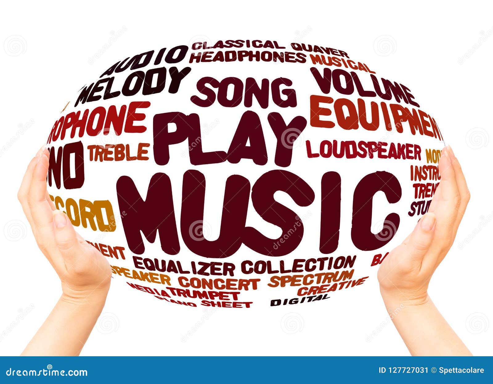 Music Word Cloud Hand Sphere Concept Stock Illustration - Illustration ...