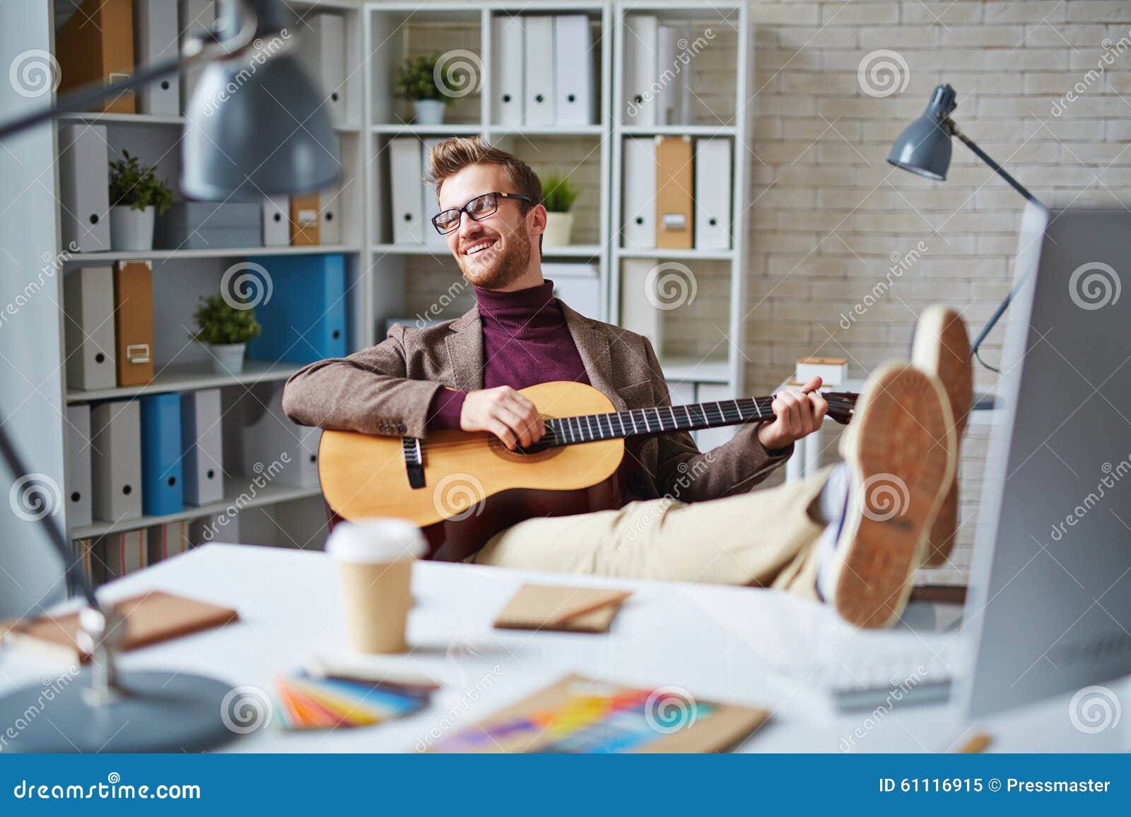 Music between work stock image. Image of guitar, happy - 61116915