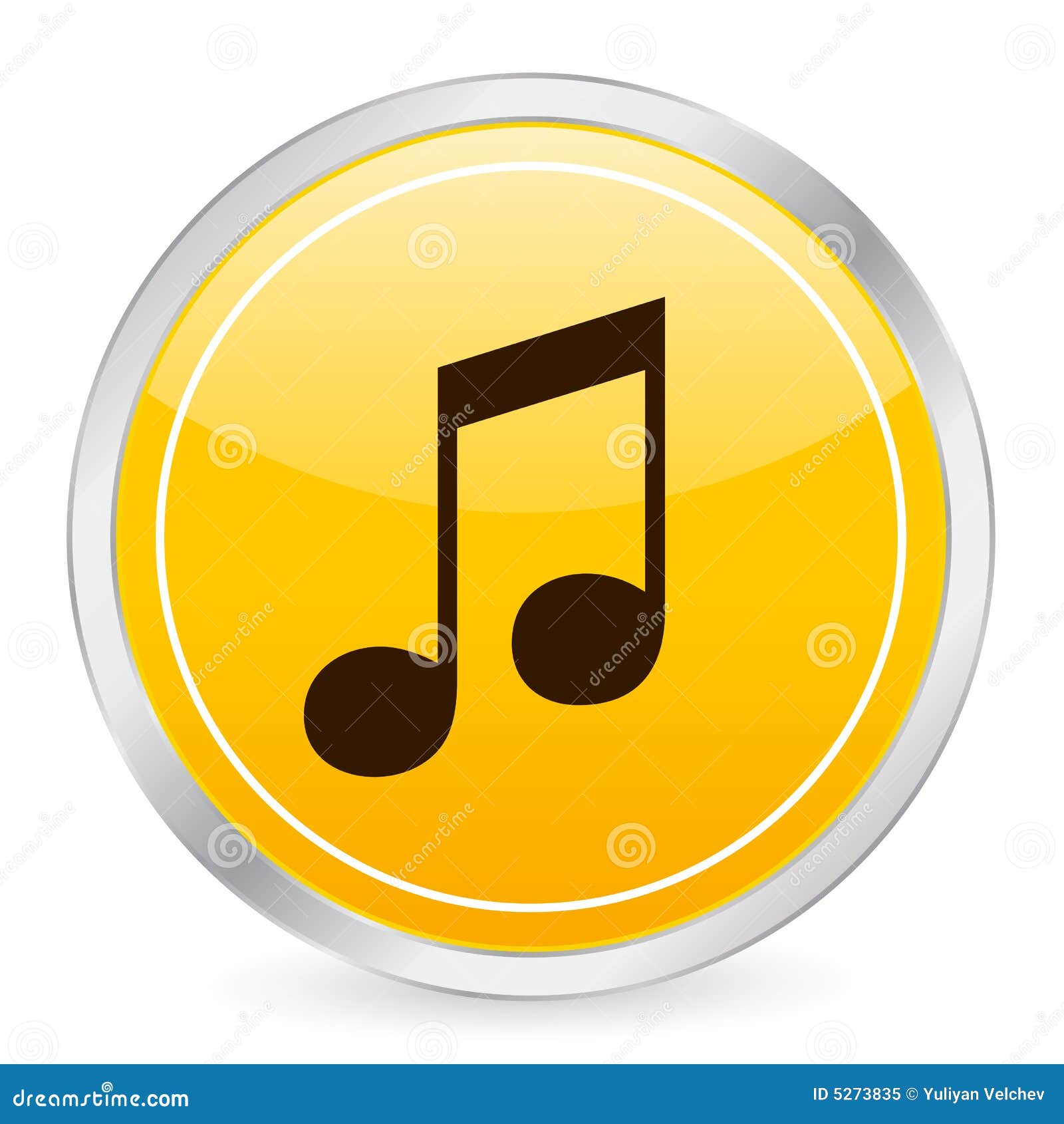 Music yellow circle icon stock vector. Illustration of note - 5273835