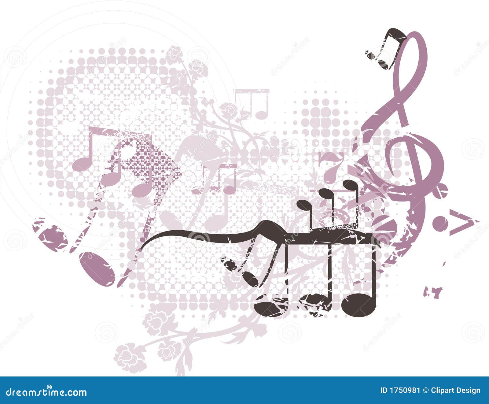 Musical Background stock vector. Illustration of flowers - 1750981