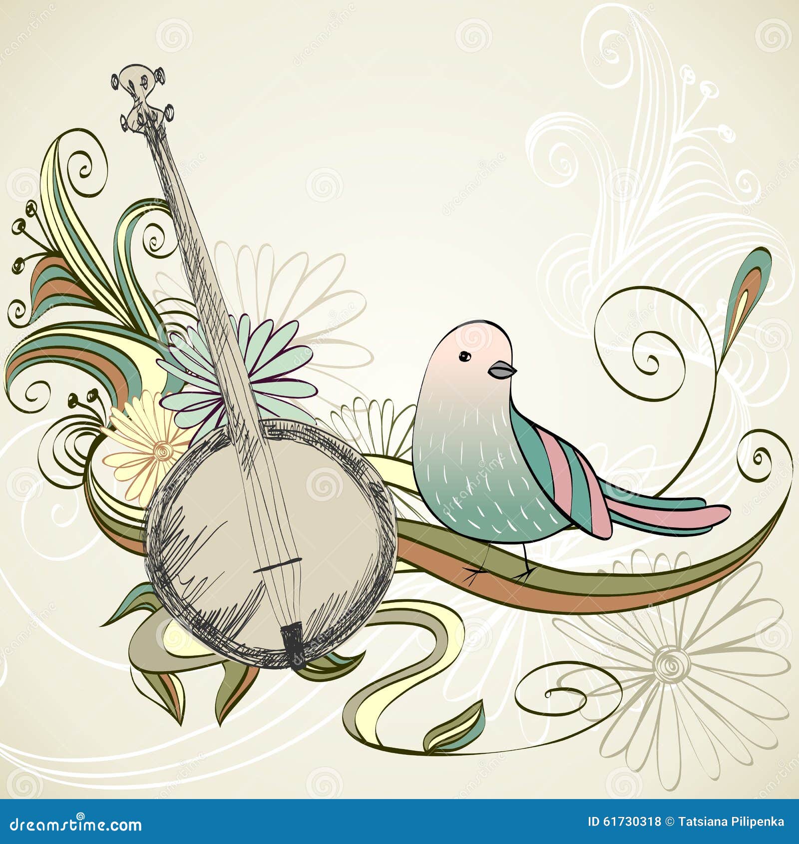 Musical background. Banjo stock vector. Illustration of instrument ...