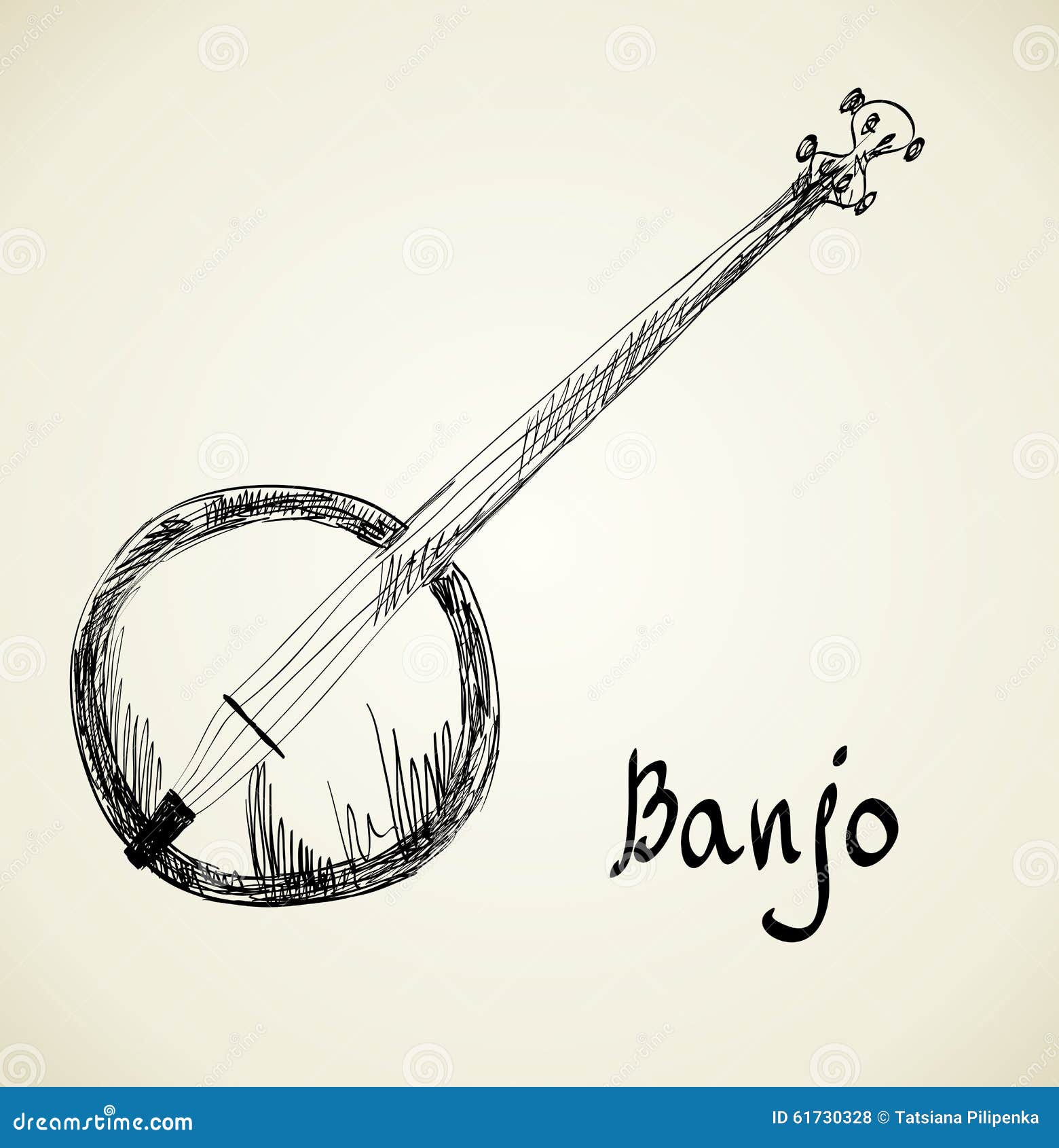 Musical background. Banjo stock vector. Illustration of element - 61730328