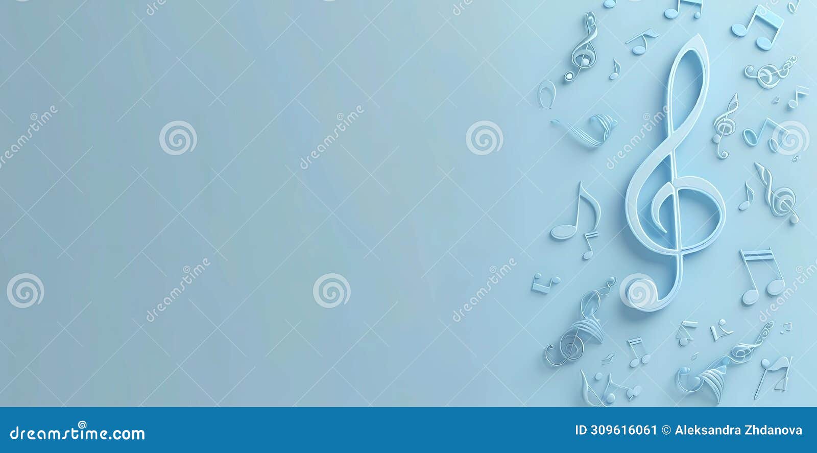 Musical Background 3D, Treble Clef with 3D Notes on a Blue Background ...
