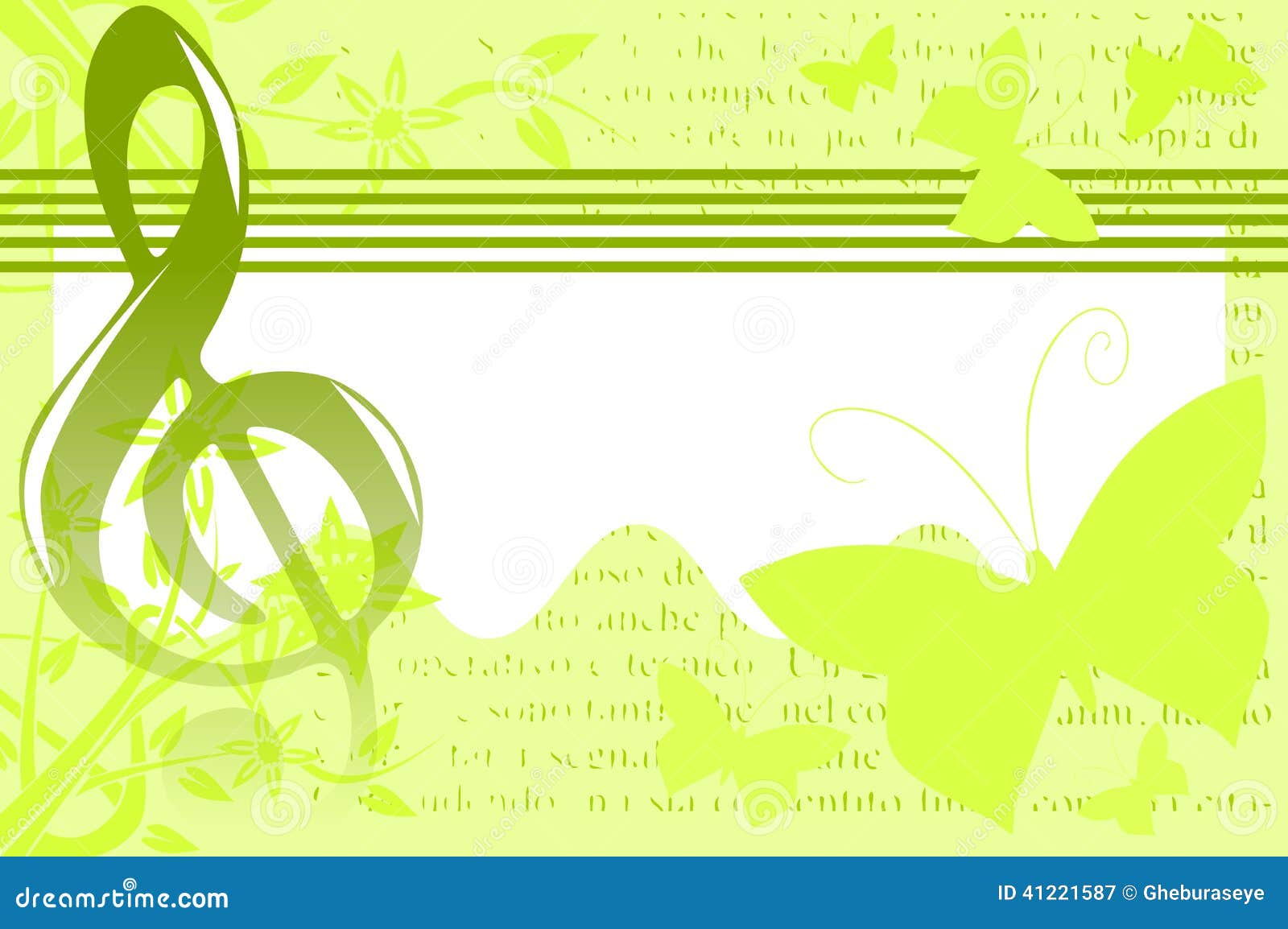 Musical Background Illustration in Green and White Stock Illustration ...