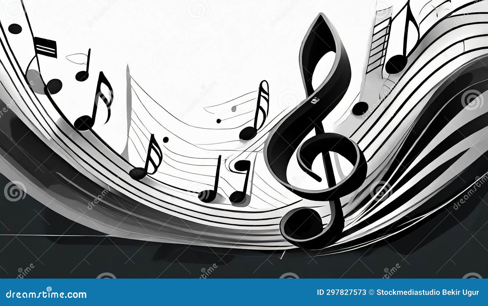 Musical Background with Treble Clef. Stock Illustration - Illustration ...