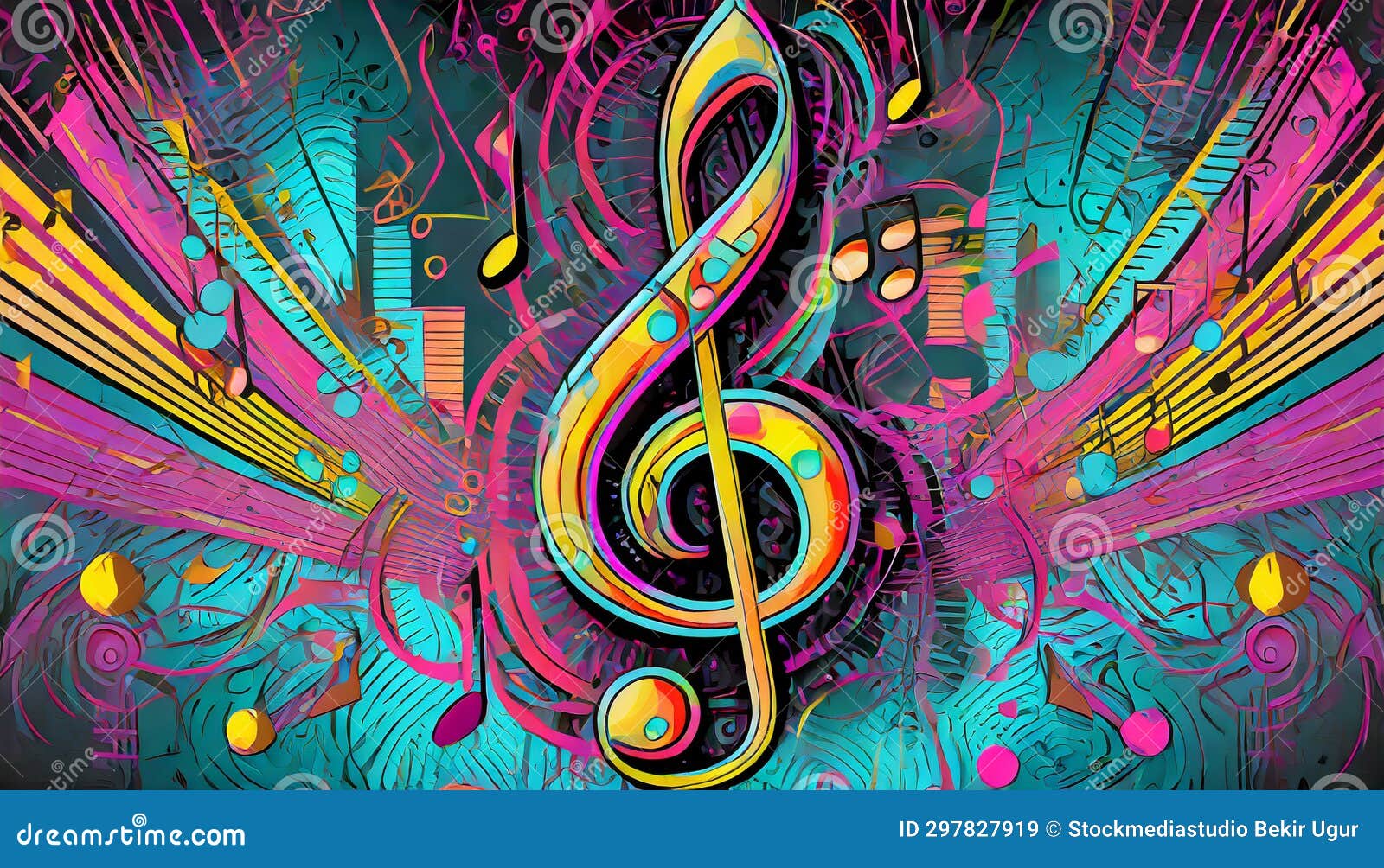 Musical Background with Treble Clef. Stock Illustration - Illustration ...