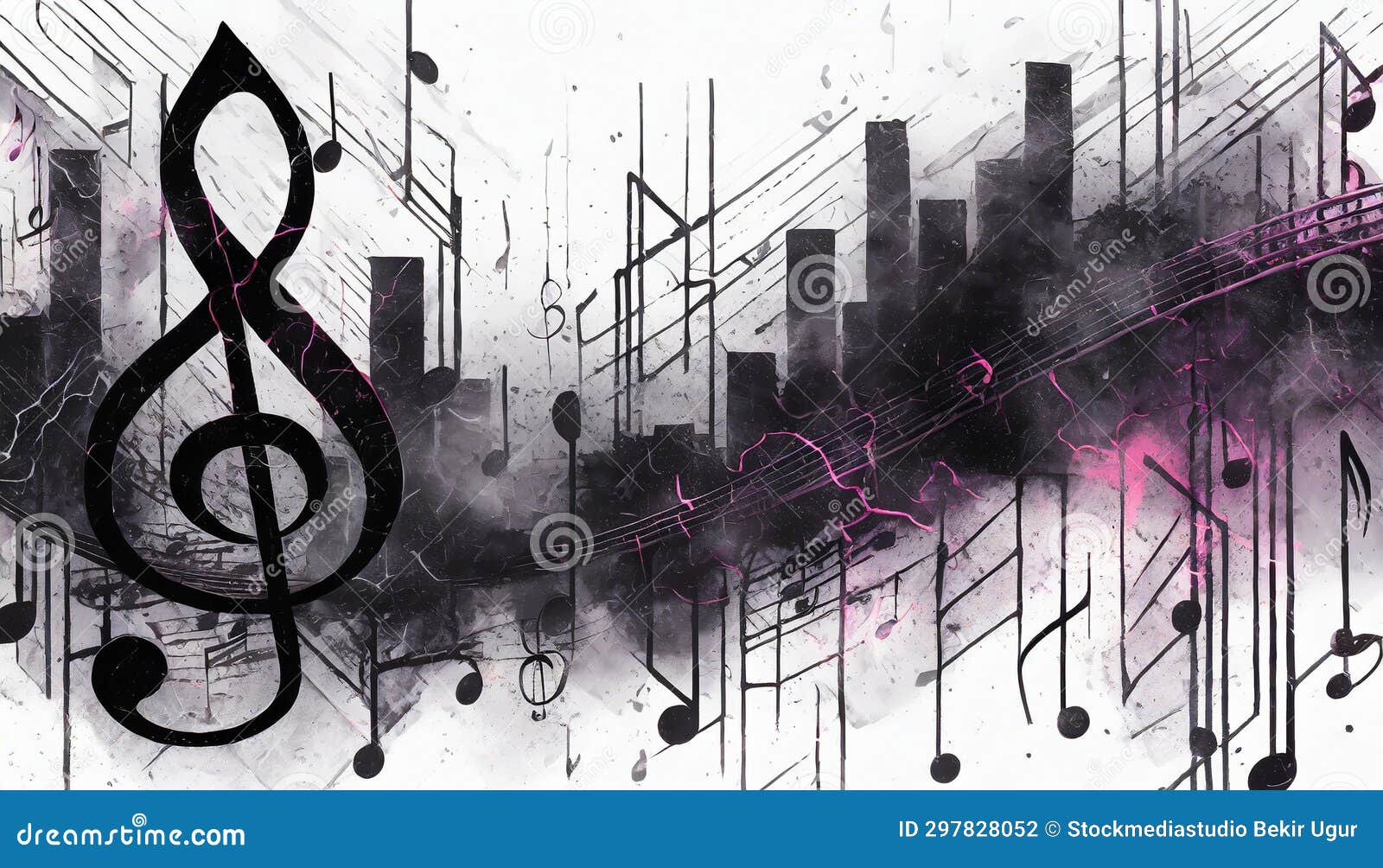 Musical Background with Treble Clef. Stock Illustration - Illustration ...