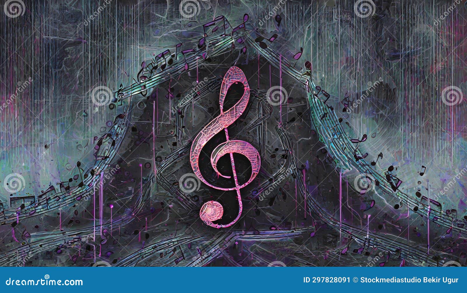 Musical Background with Treble Clef. Stock Illustration - Illustration ...