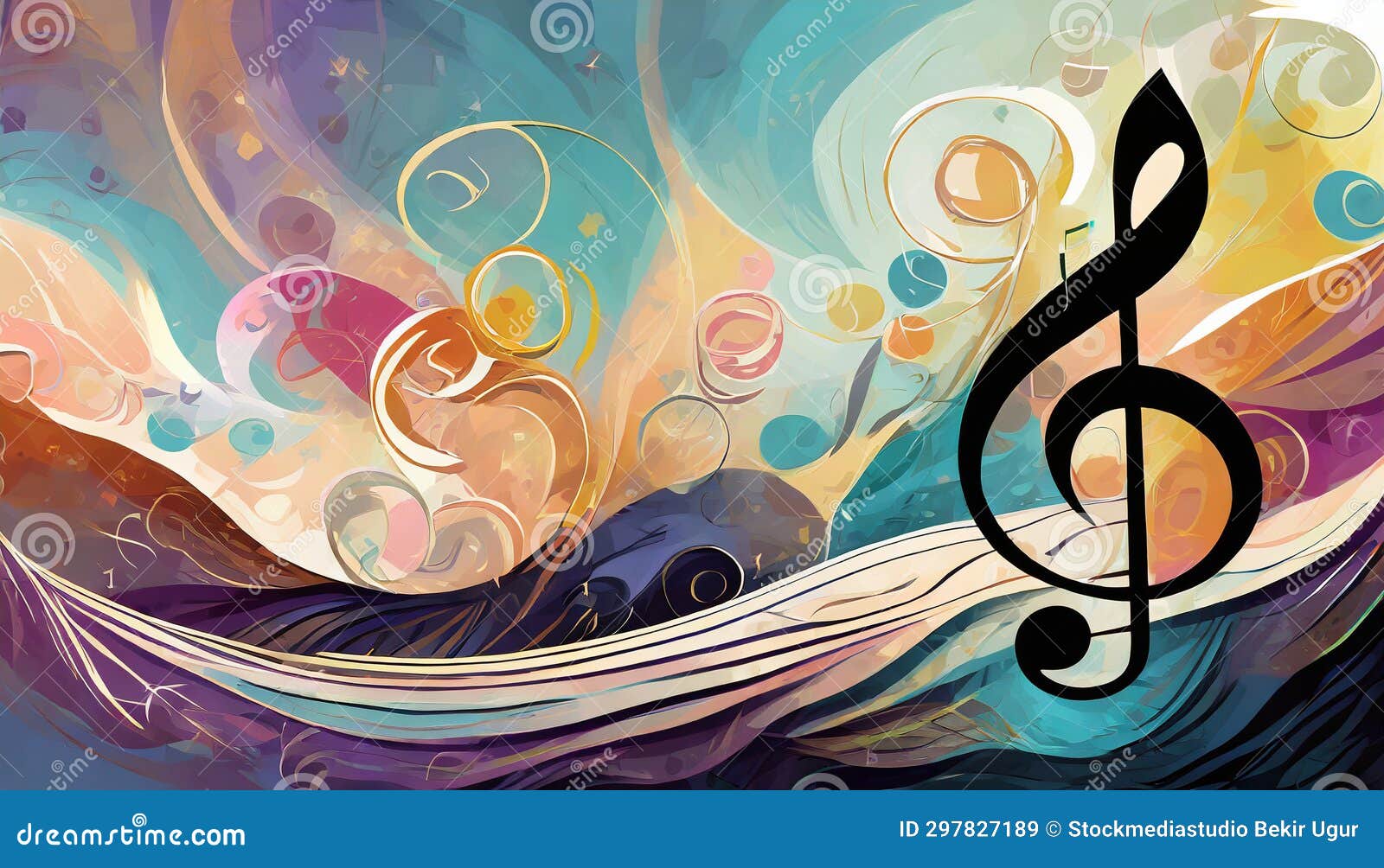 Musical Background with Treble Clef. Stock Illustration - Illustration ...
