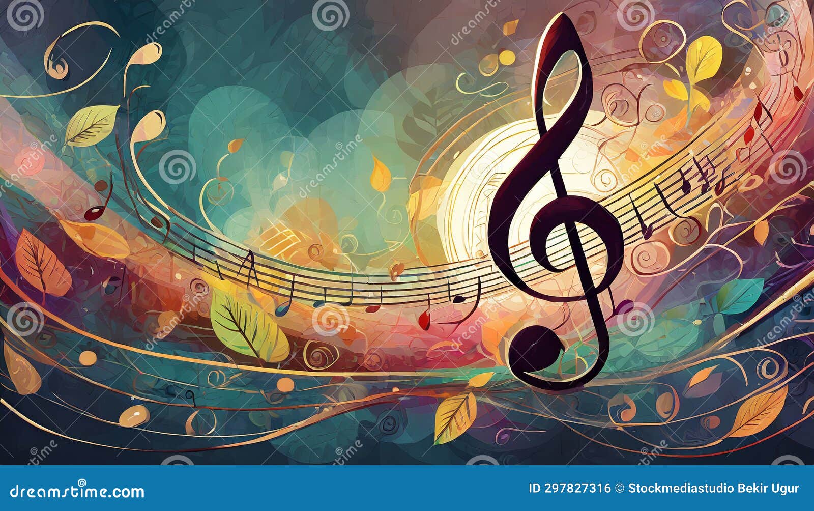 Musical Background with Treble Clef. Stock Illustration - Illustration ...
