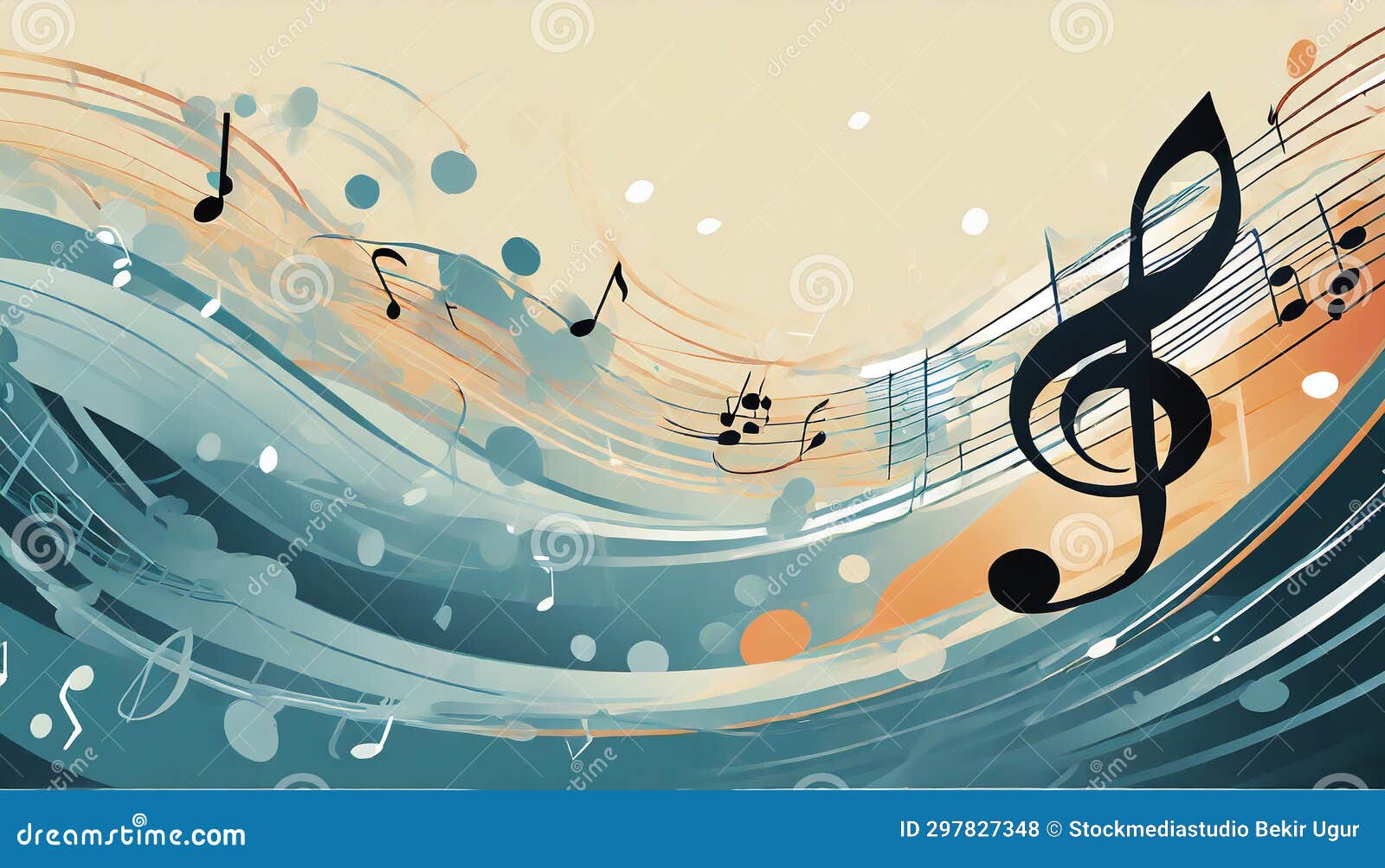 Musical Background with Treble Clef. Stock Illustration - Illustration ...