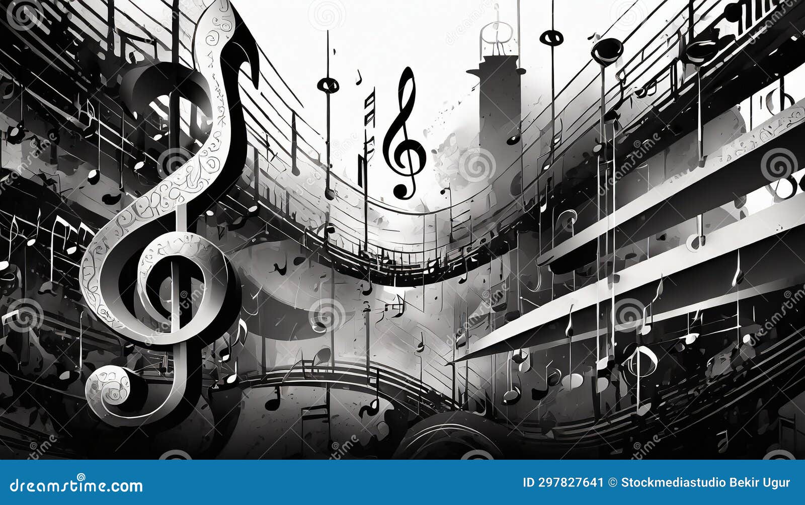 Musical Background with Treble Clef. Stock Illustration - Illustration ...