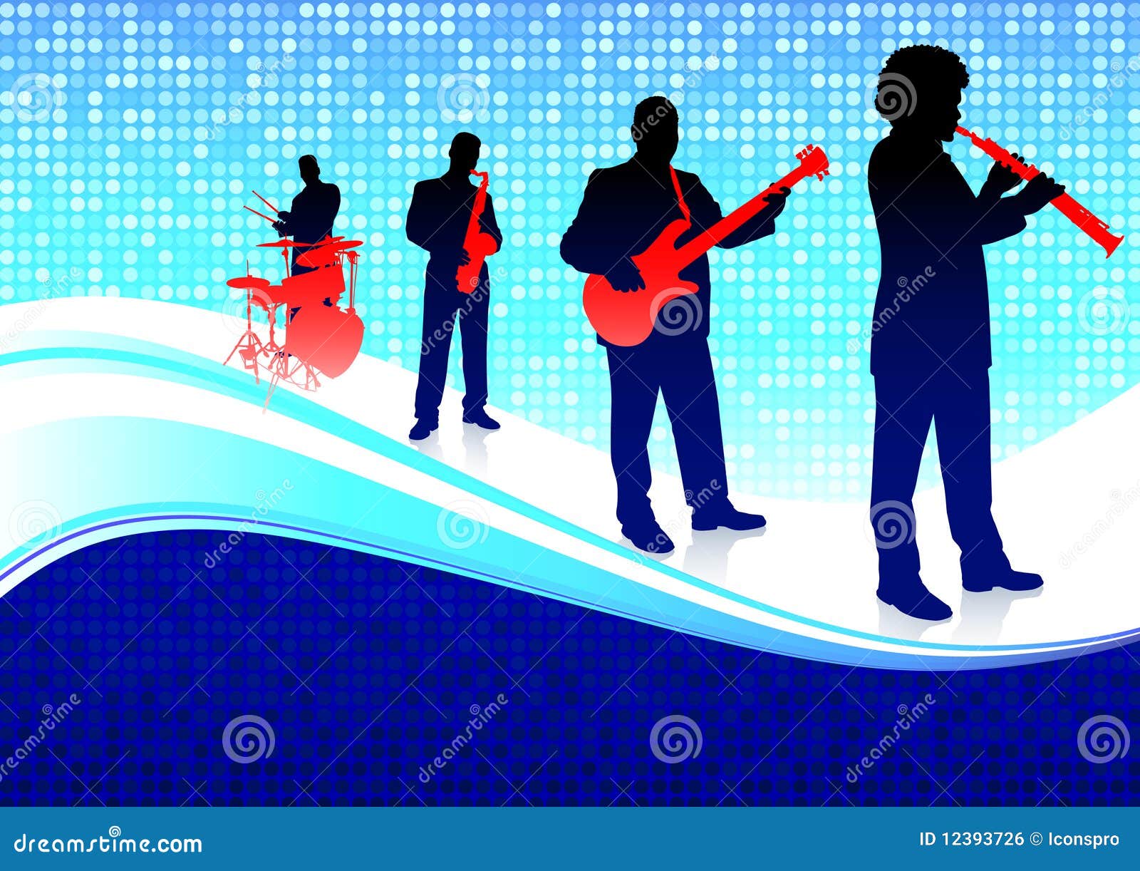 Musical Band on Abstract Blue Background Stock Illustration ...