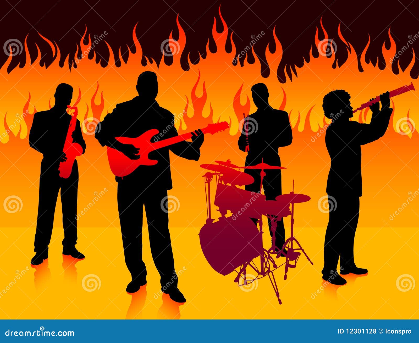 Musical Band in Hell stock vector. Illustration of brightly - 12301128