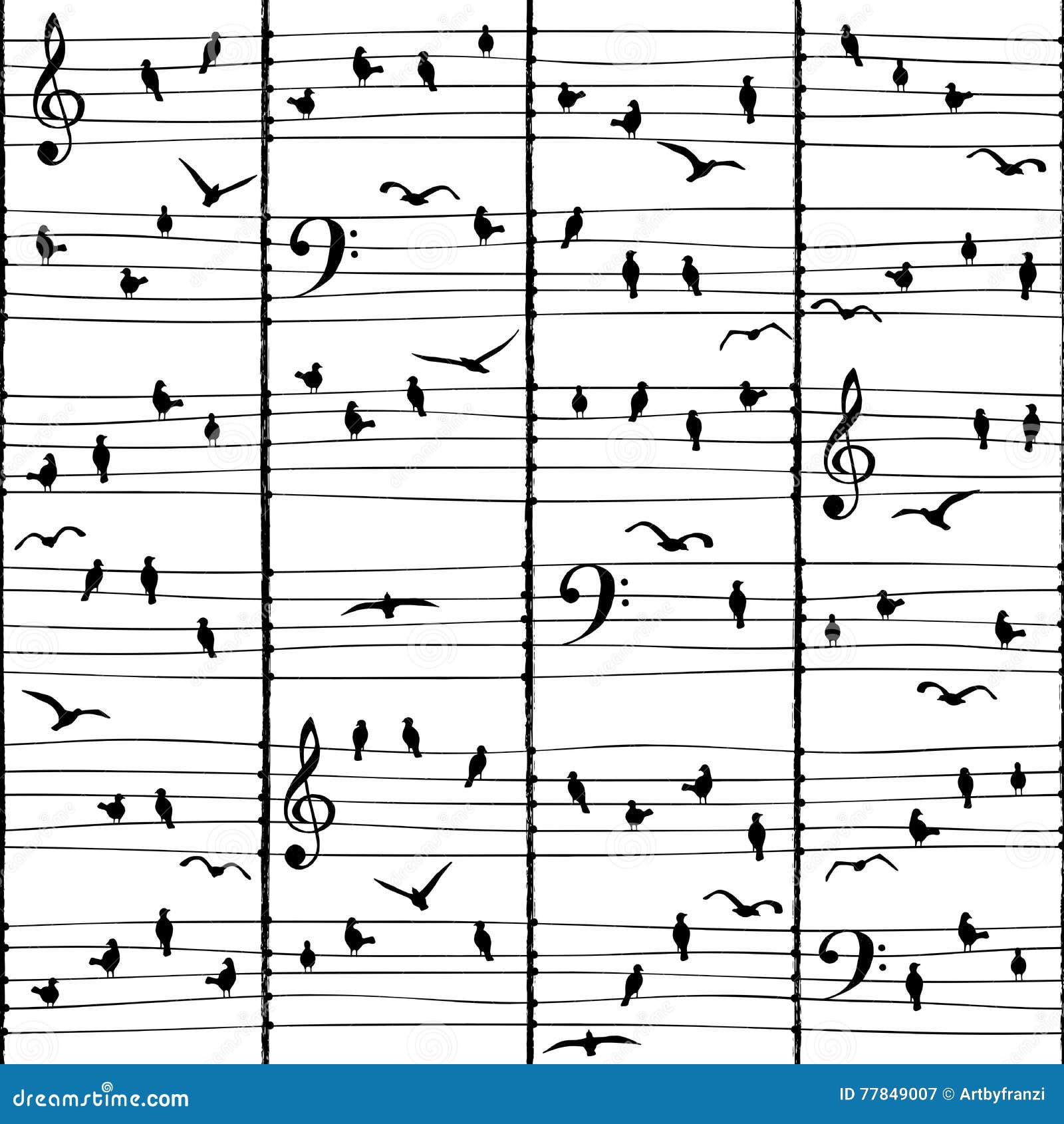 Musical Bird Notes (seamless Pattern) Stock Vector - Illustration of ...