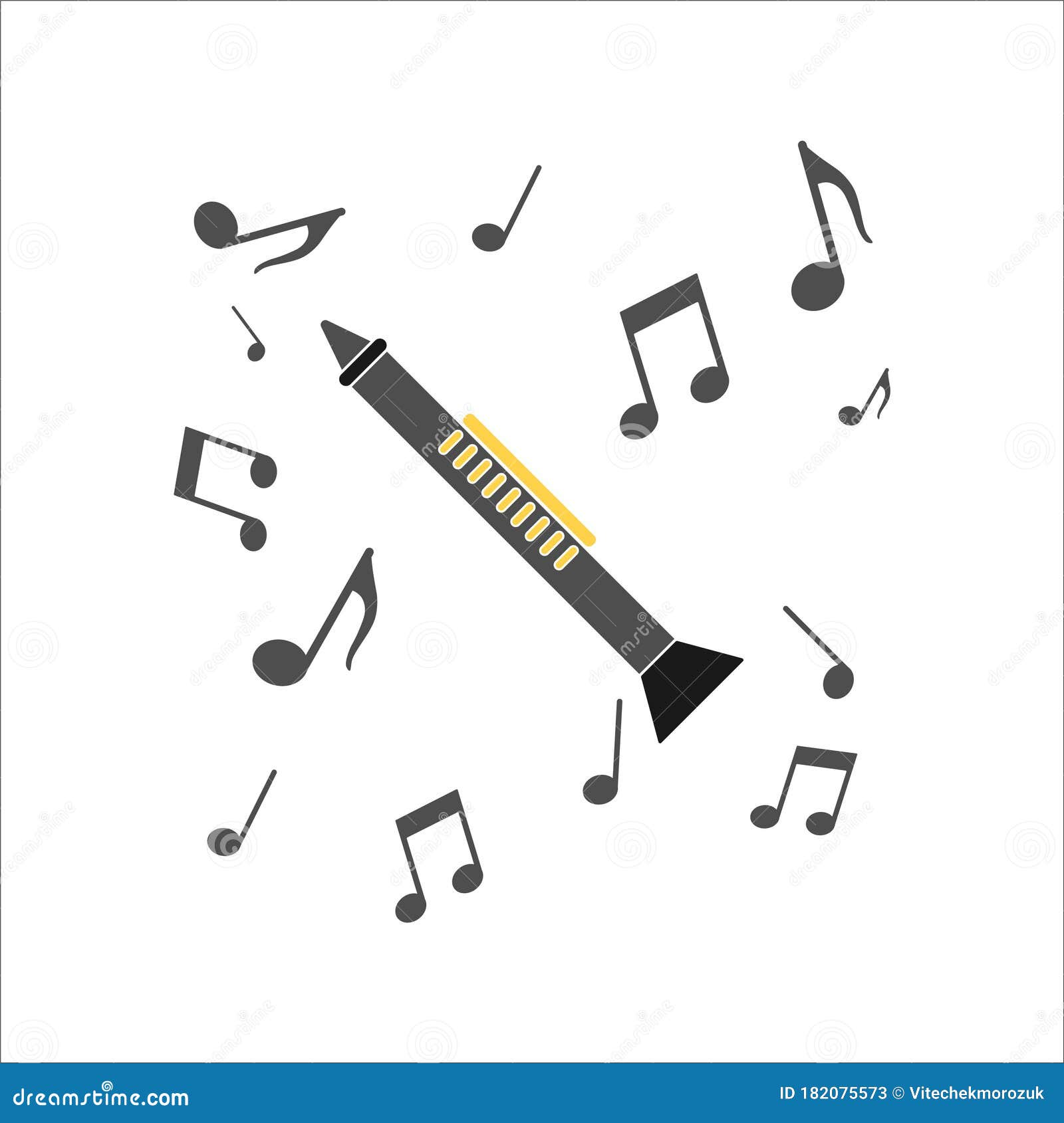 Musical Clarinet Icon on a White Background. Vector Stock Vector ...