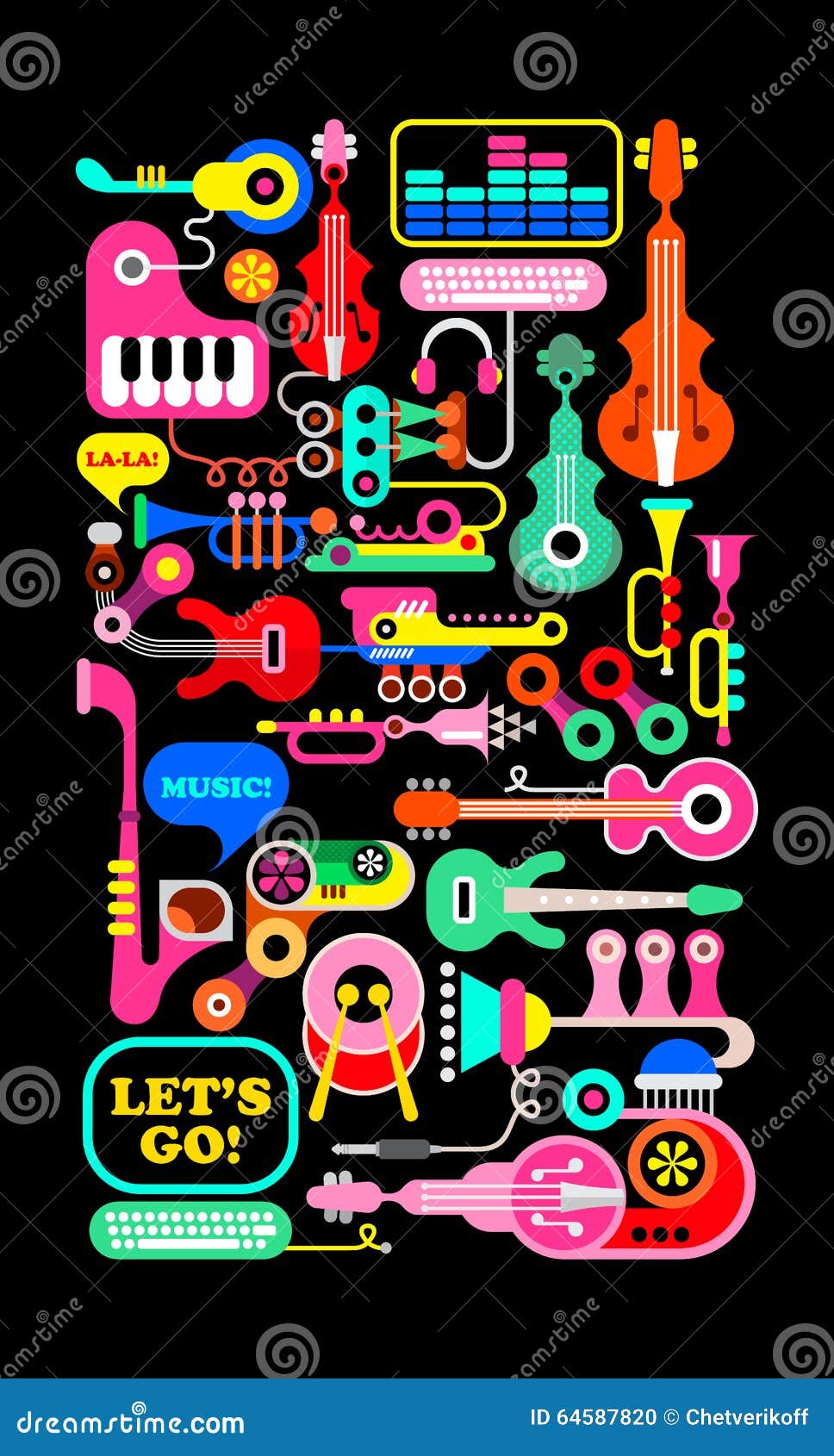 Musical Composition stock vector. Illustration of saxophone - 64587820