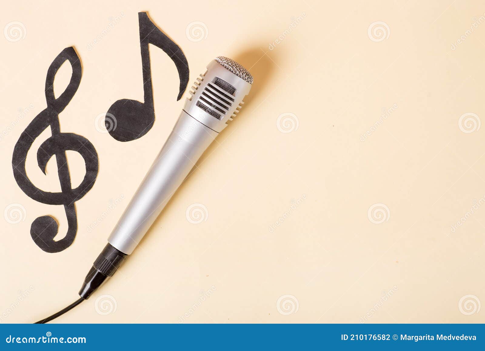 Musical Concept. Microphone and Music Notes Stock Photo - Image of ...