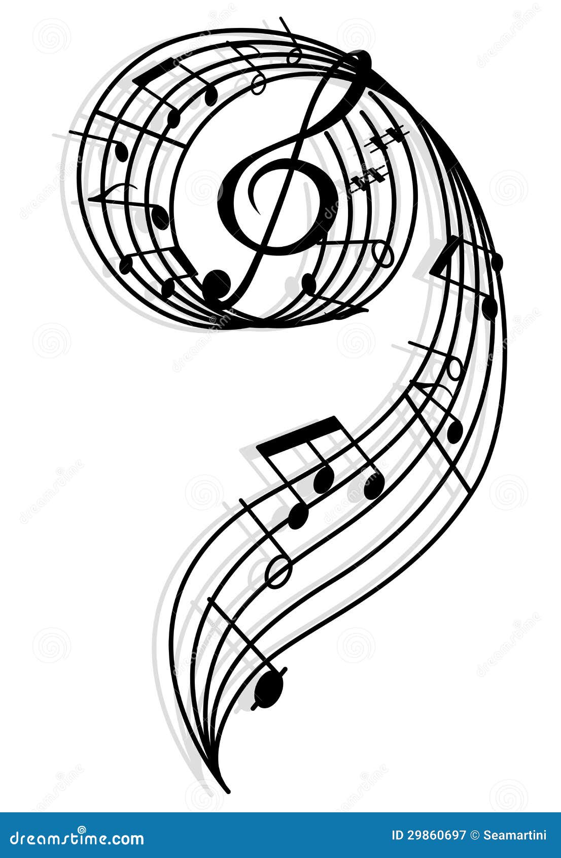 Musical Curly Elements with Clef Stock Vector - Illustration of ...