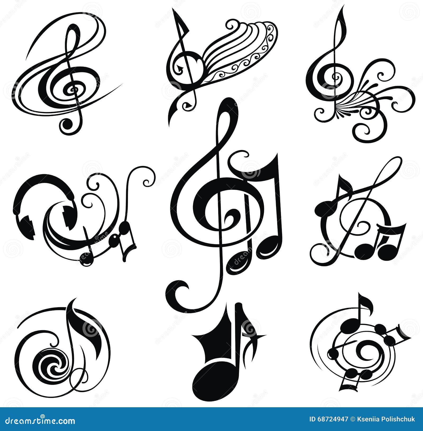 Musical Design Elements Set Stock Vector - Illustration of shape ...