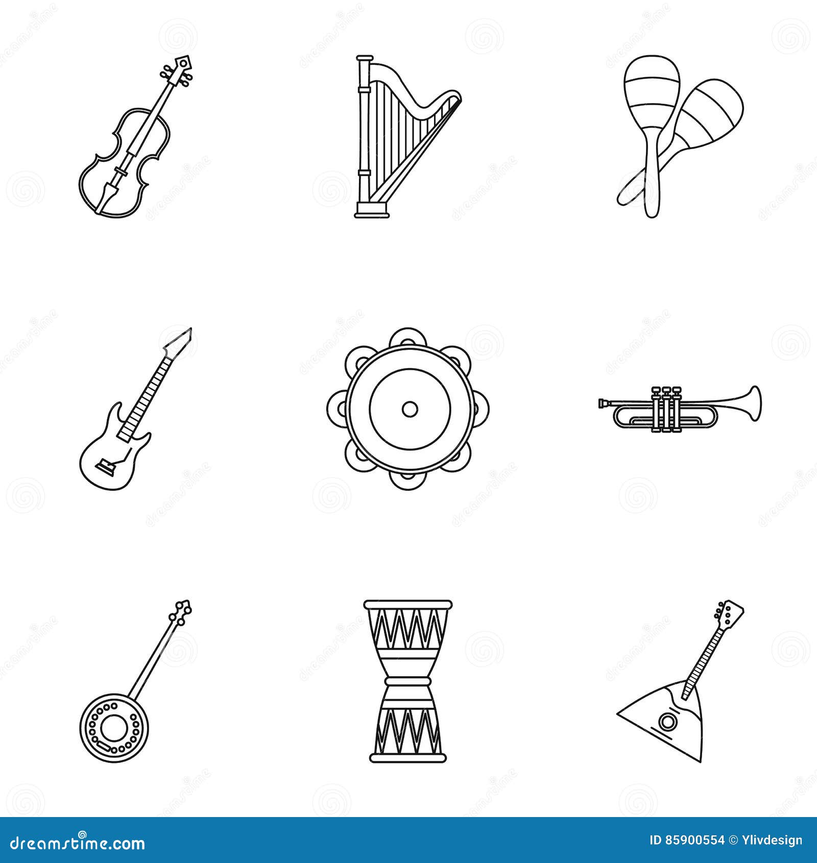 Musical Device Icons Set, Outline Style Stock Vector - Illustration of ...