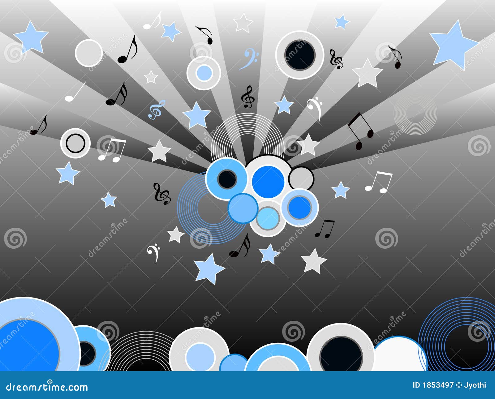 Musical discs and stars stock illustration. Illustration of recreation ...