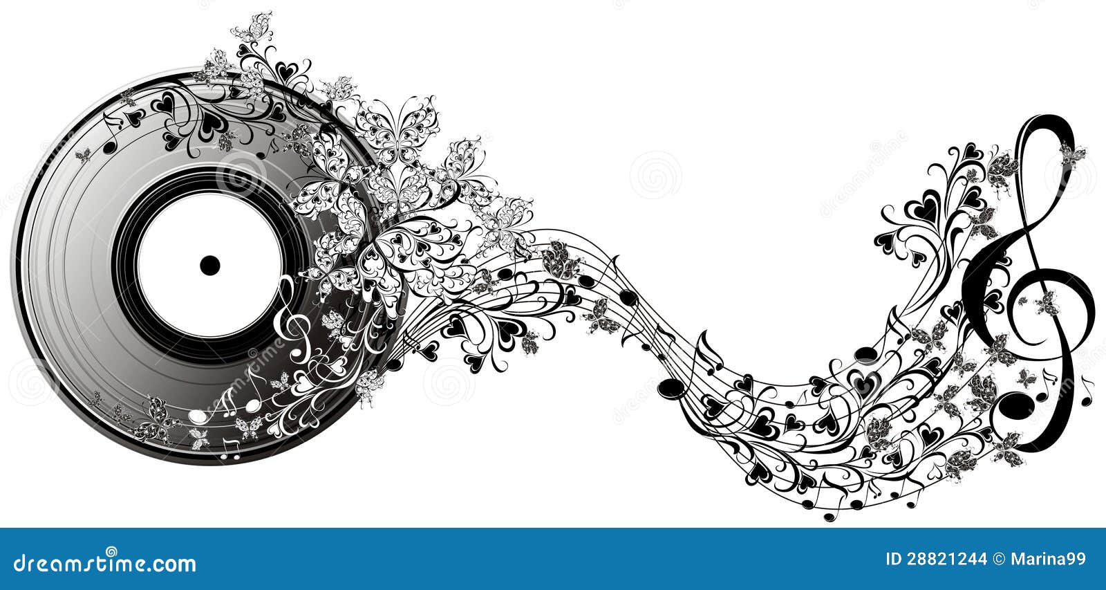 Musical Disk with Butterflies Stock Vector - Illustration of audio ...