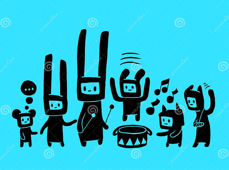 Musical doodles stock vector. Illustration of characters - 12160588