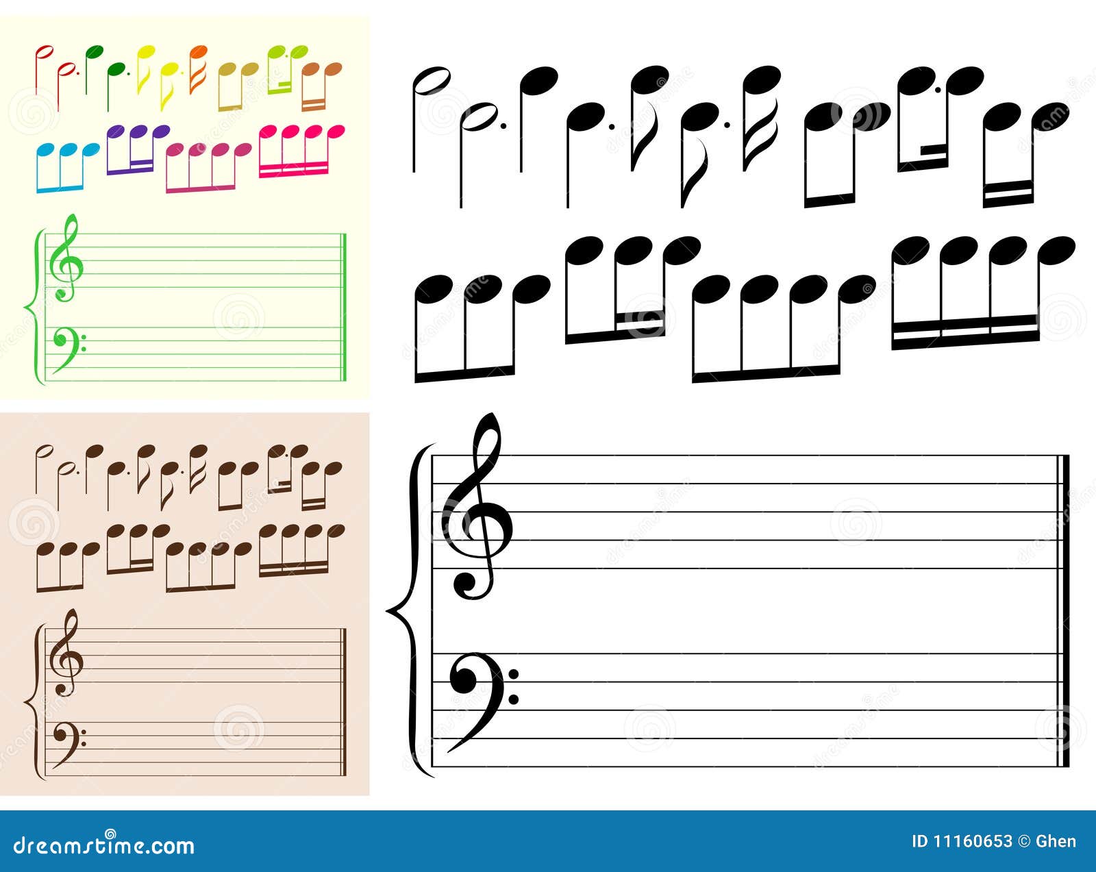 Musical Elements with Color Variations Stock Vector - Illustration of ...