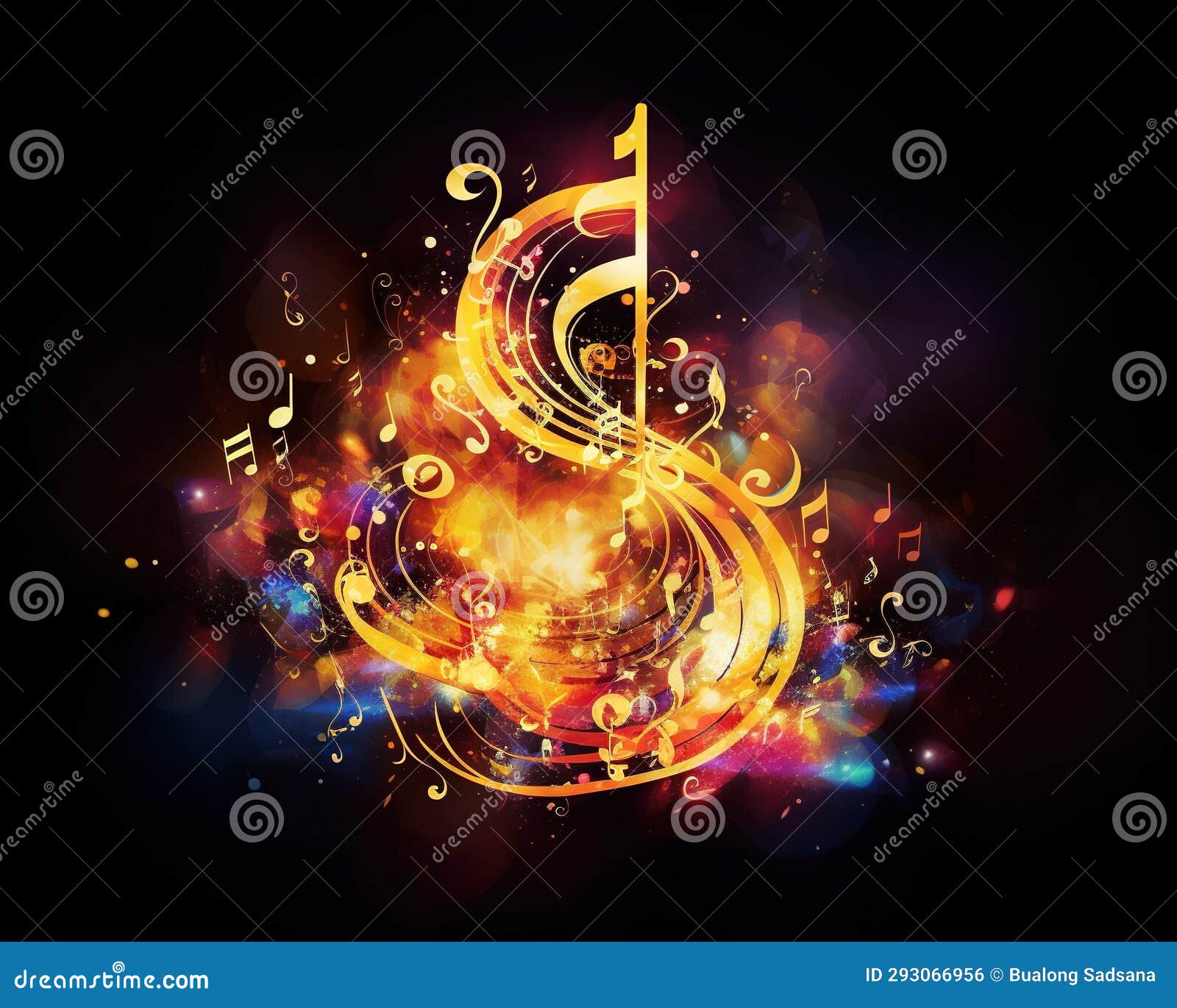 Musical Explosion is a Modern Artistic Design with Fire. Stock ...