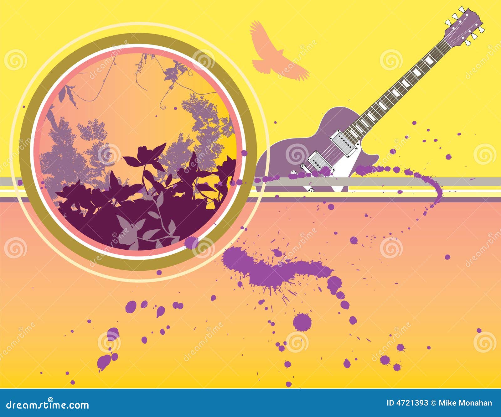 Musical and Floral Background Stock Vector - Illustration of purple ...