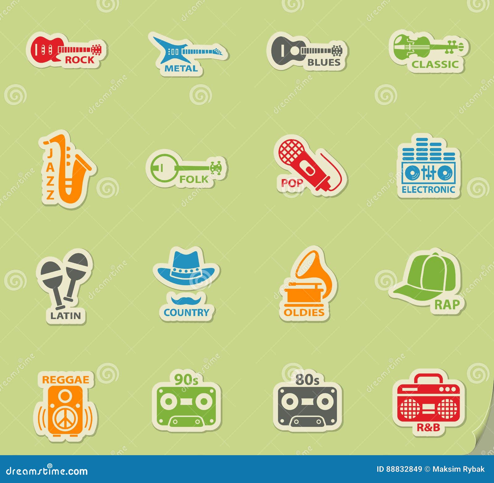 Musical genre web icons stock illustration. Illustration of sound ...