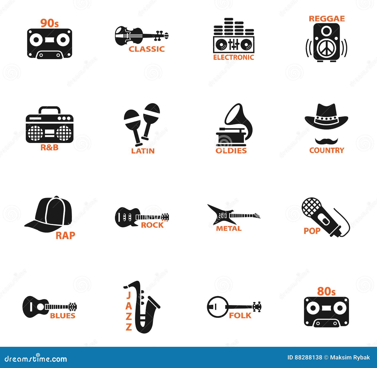 Musical genre web icons stock illustration. Illustration of genre ...
