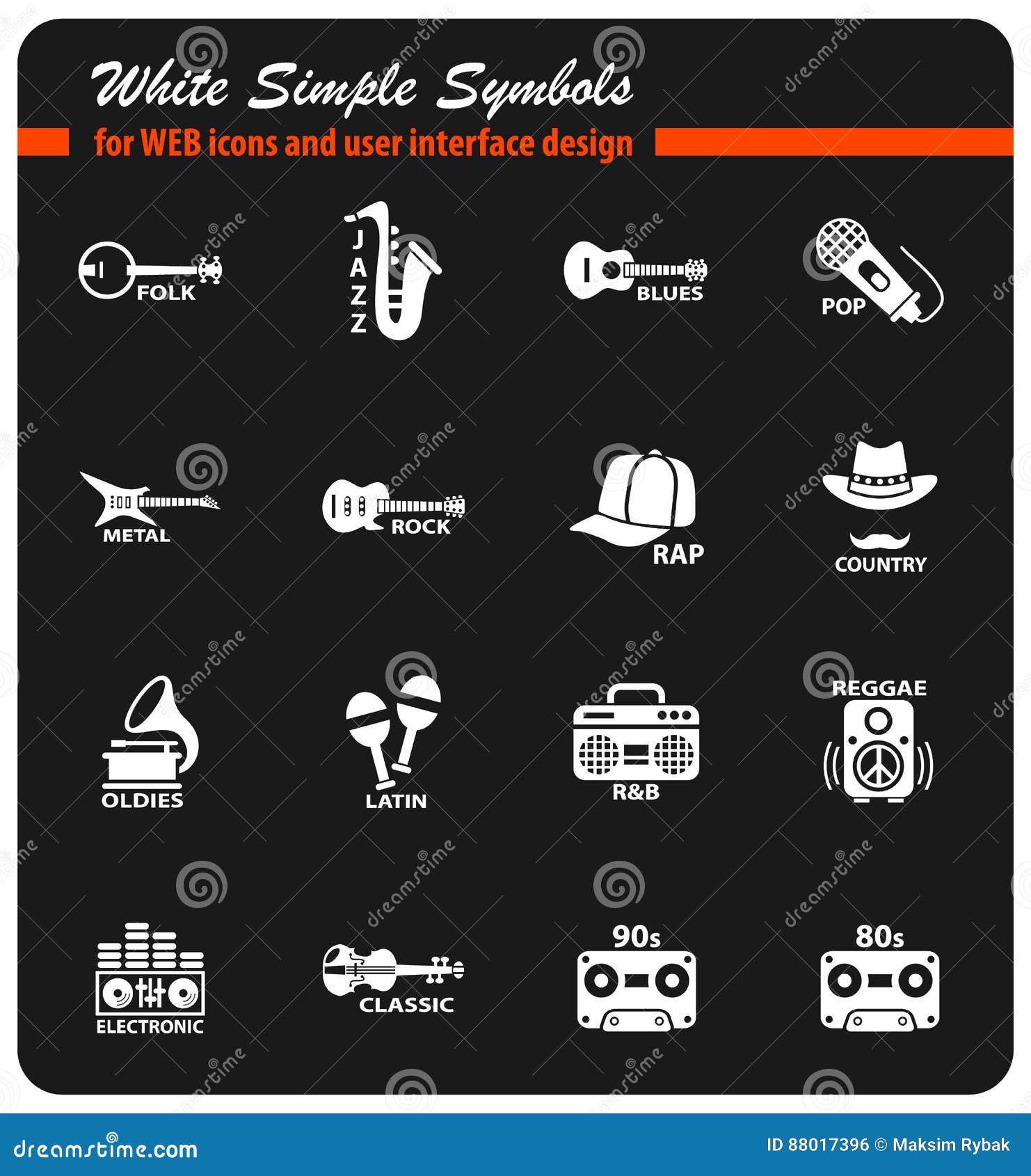Musical genre web icons stock vector. Illustration of tone - 88017396