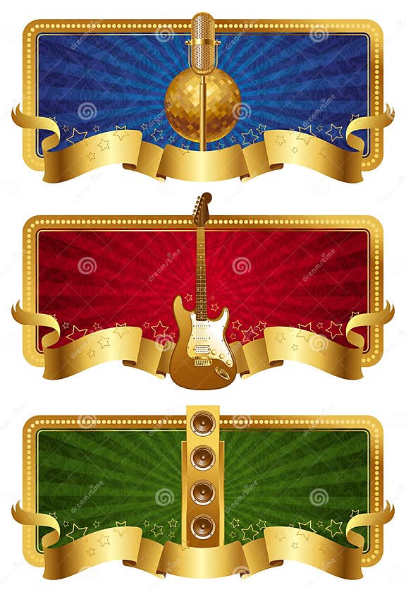 Musical golden banners stock vector. Illustration of golden - 10120793