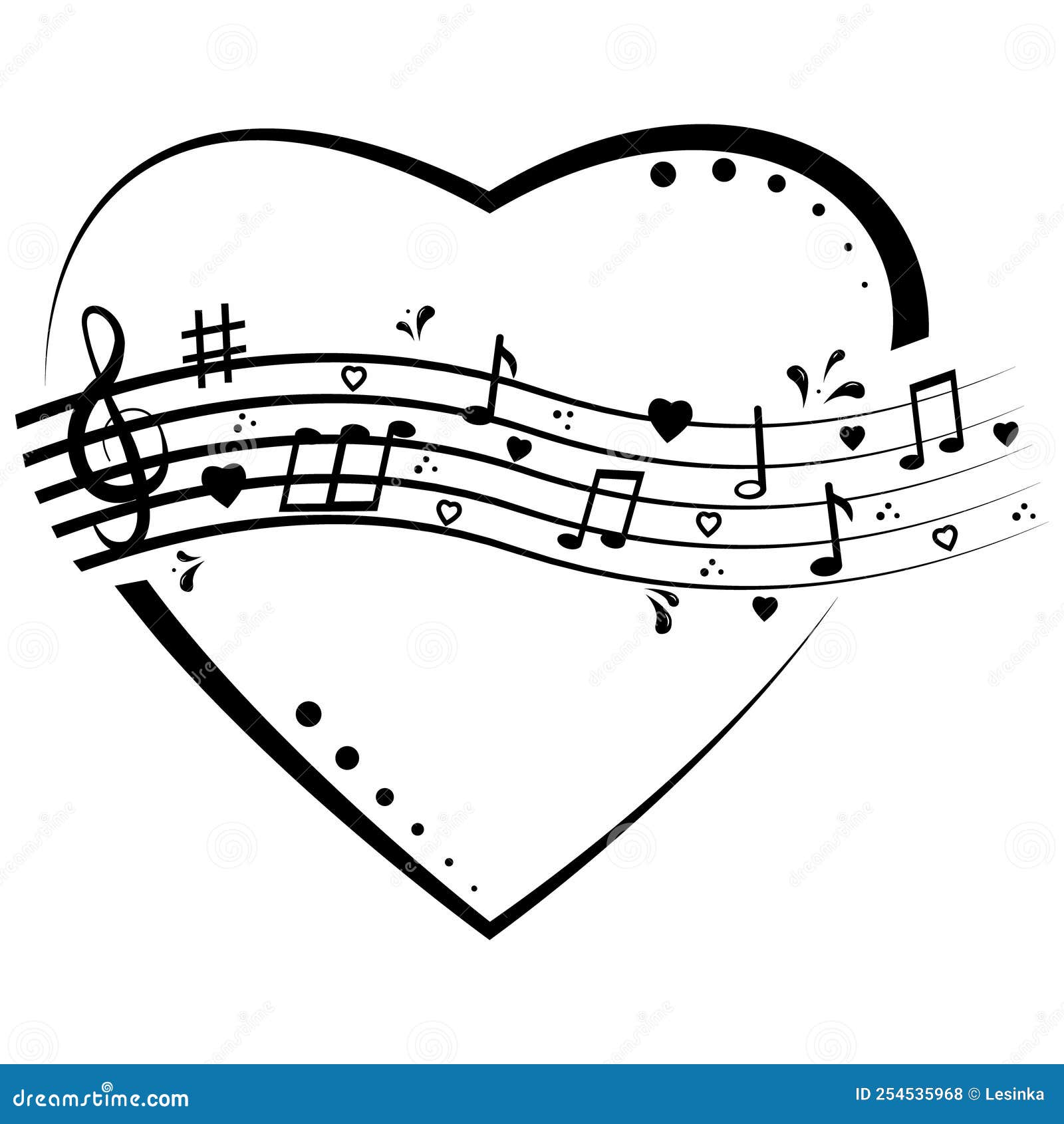 Musical Heart with Notes, Vector Isolated Illustration Stock Vector ...