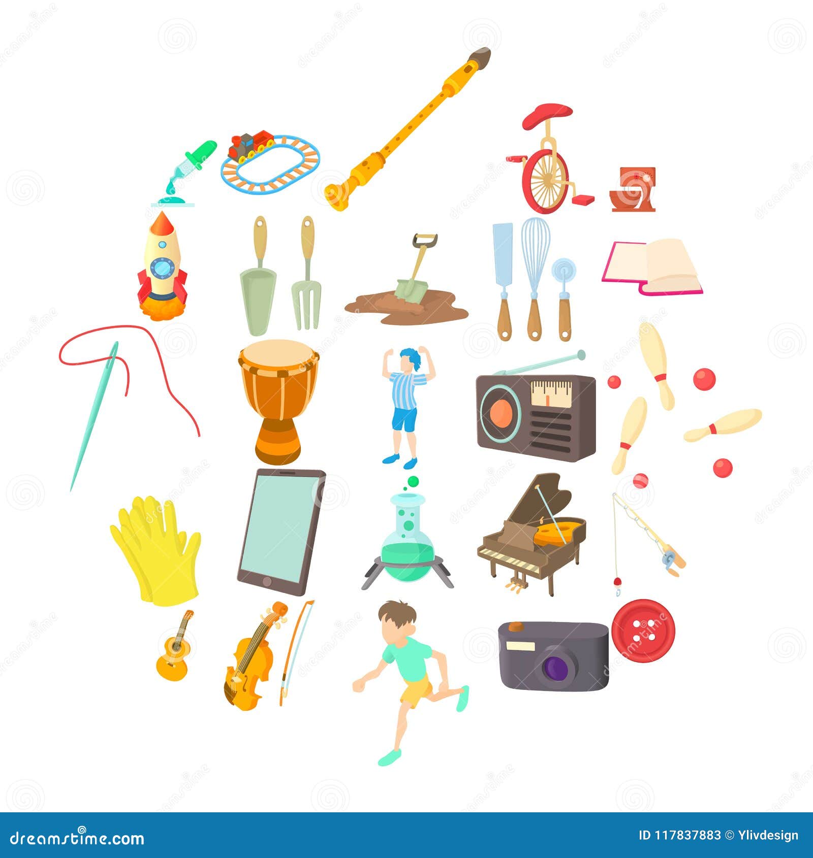 Musical Hobby Icons Set, Cartoon Style Stock Vector - Illustration of ... Musical Hobby Icons Set, Cartoon Style Stock Vector - Illustration of ...