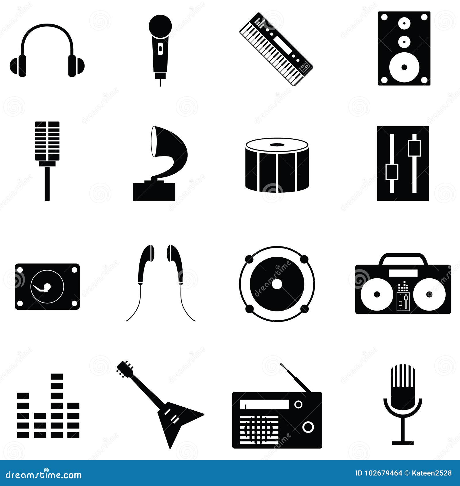 Musical icon set stock illustration. Illustration of note - 102679464