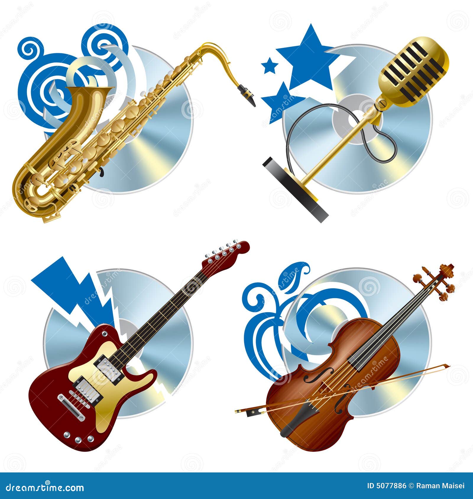 Musical icons stock vector. Illustration of star, music - 5077886