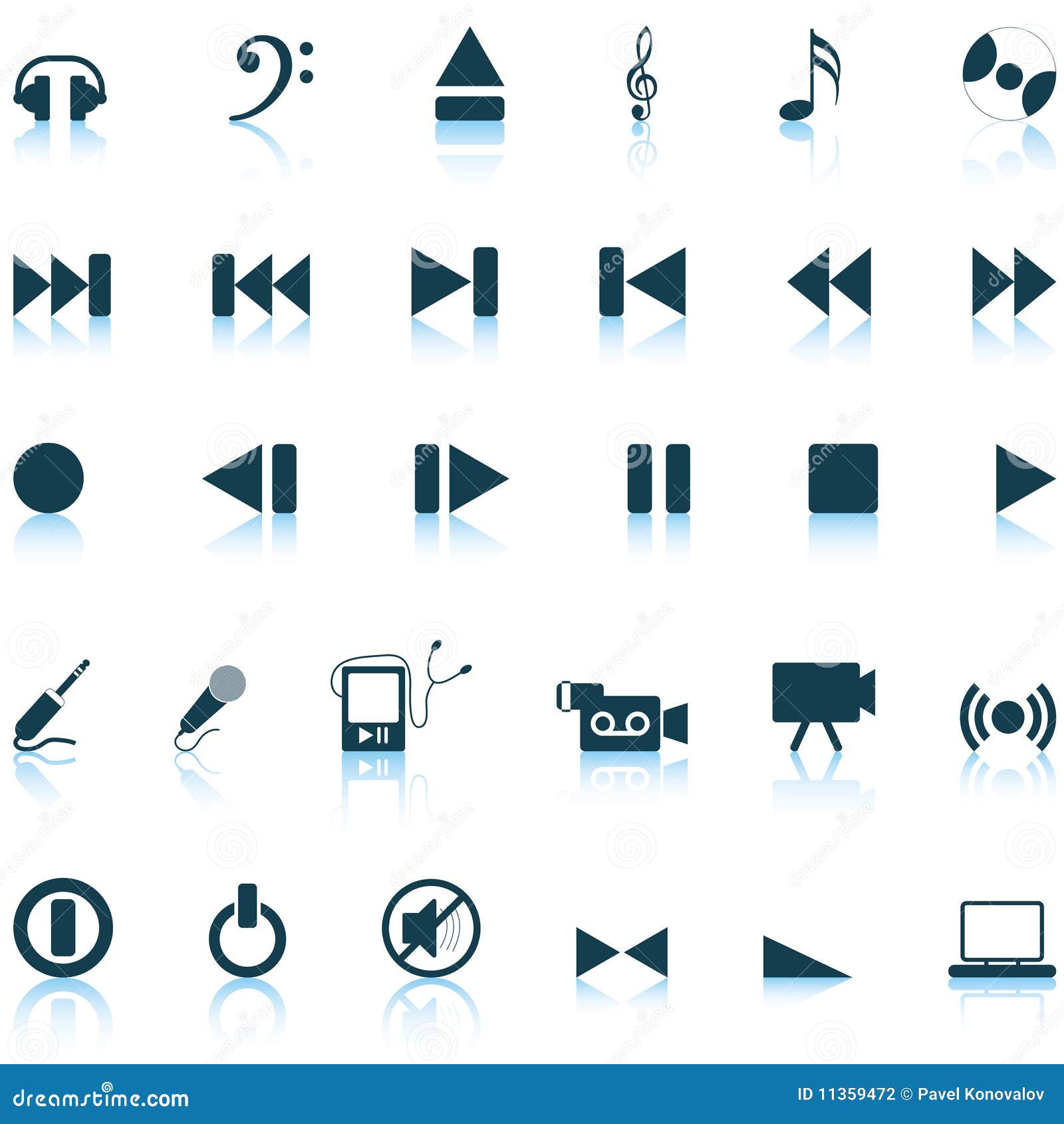 Musical icons set stock vector. Illustration of audio - 11359472