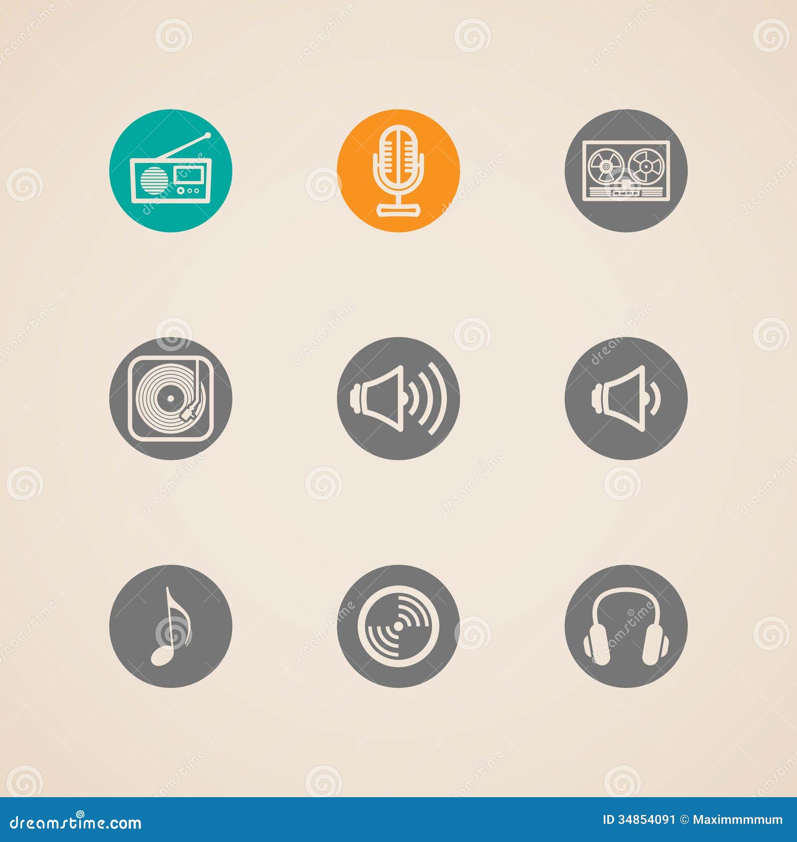 Musical icons stock vector. Illustration of multimedia - 34854091