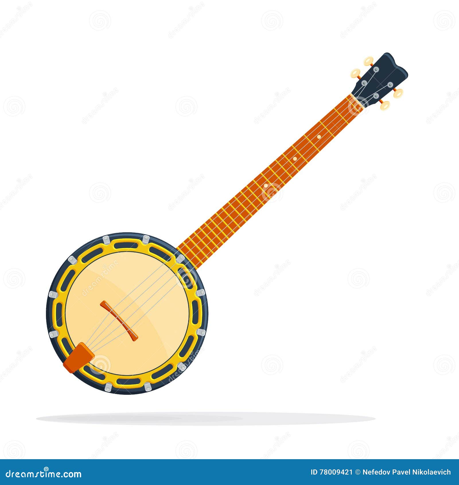 Musical Instrument Banjo Vector Illustration on White Background Stock ...
