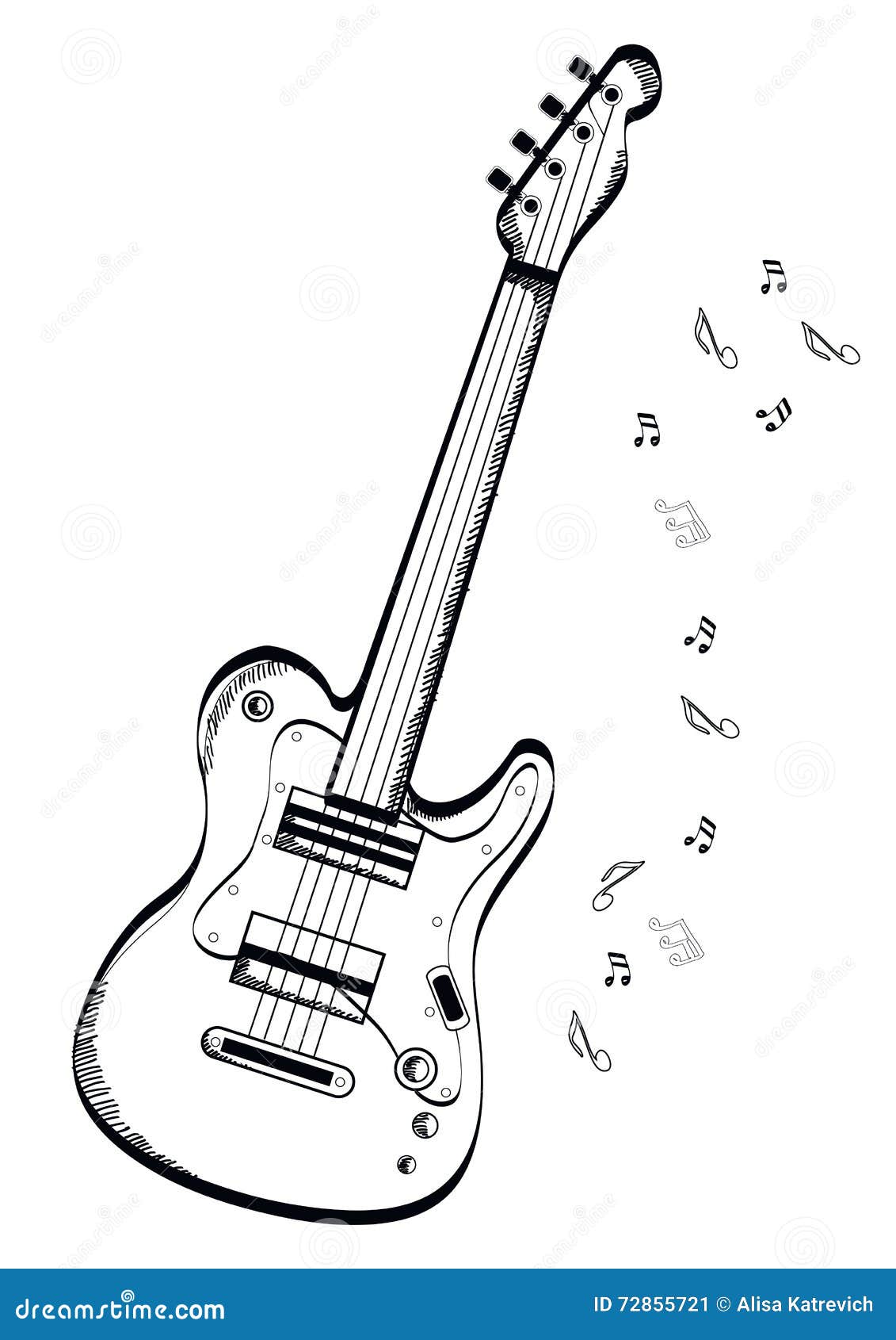 Musical Instrument Bas-guitar on White Background. Vector Illustration ...