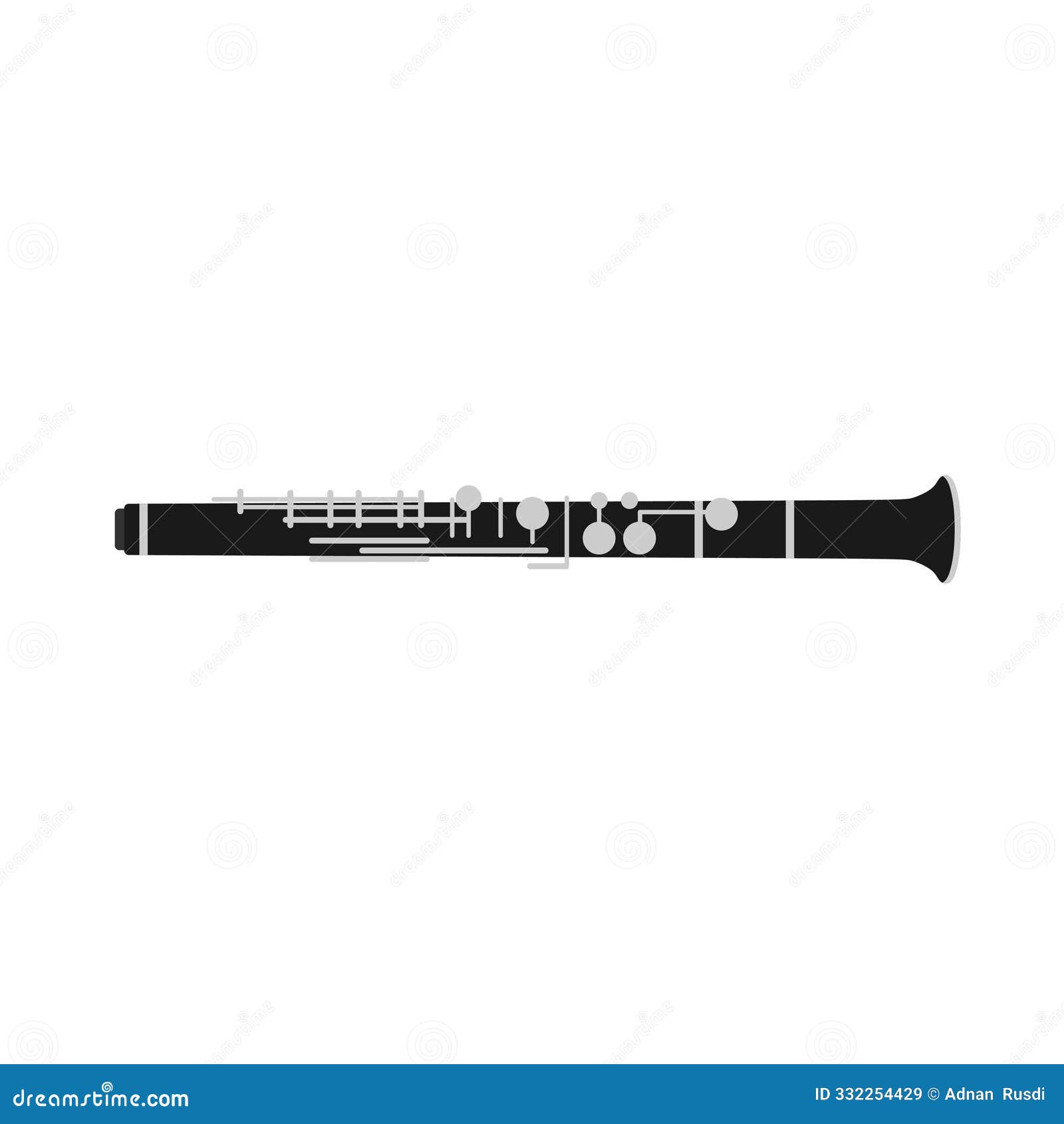Musical Instrument Clarinet Flat Design Vector Illustration Isolated on ...