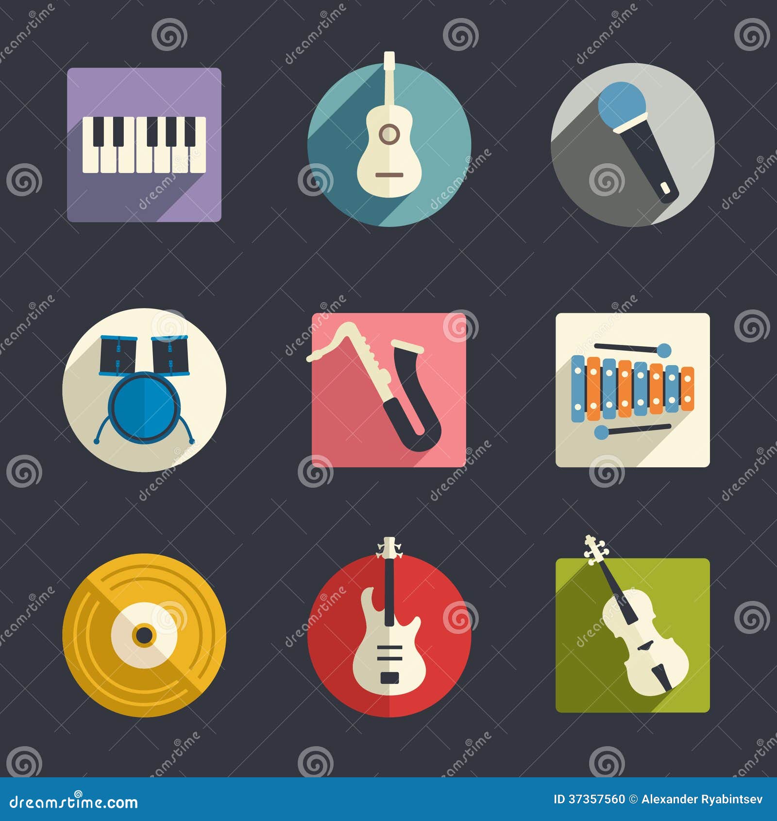 Musical instrument icons stock vector. Illustration of silhouette ...