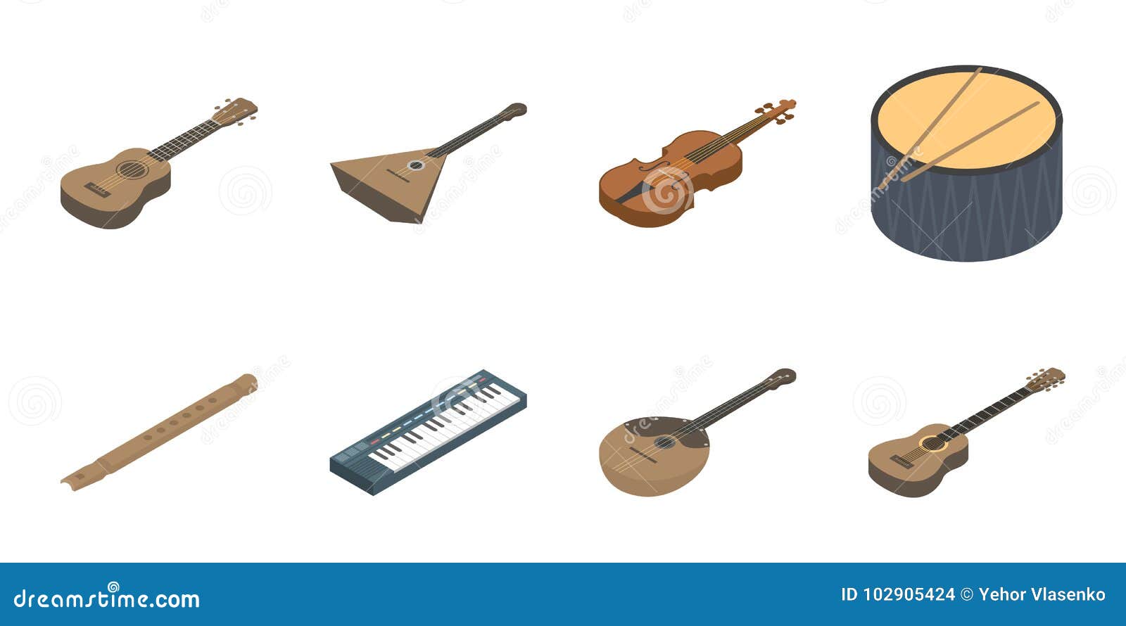 Musical Instrument Icons in Set Collection for Design. String and Wind ...