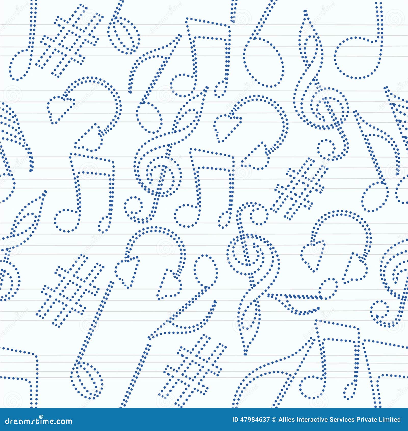 Musical Instrument and Notes with Seamless Pattern. Stock Illustration ...