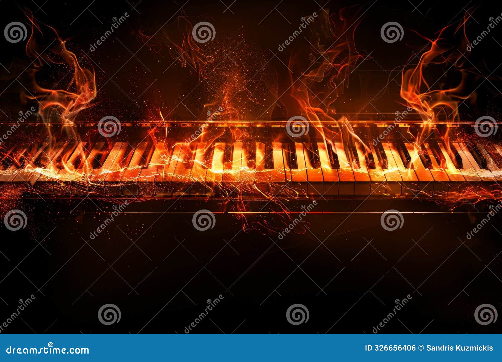 Musical Instrument Piano on Fire. Generative AI. Stock Illustration ...